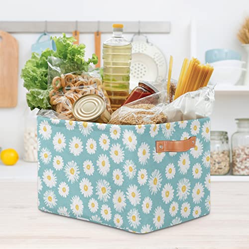 AUUXVA Little Daisy Storage Baskets Cube Storage Boxes Bins Collapsible Laundry Baskets for Nursery Shelf Bedroom Bathroom Toy Organizer 1PC