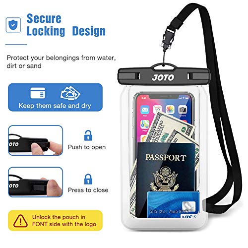 JOTO Floating Waterproof Phone Holder Pouch, Float Universal Waterproof Case for iPhone 14 13 12 11 Pro Max XS XR 8 7 Galaxy Pixel Up to 7ββ, IPX8 Underwater Cellphone Dry Bag for Beach -2 Pack,Clear