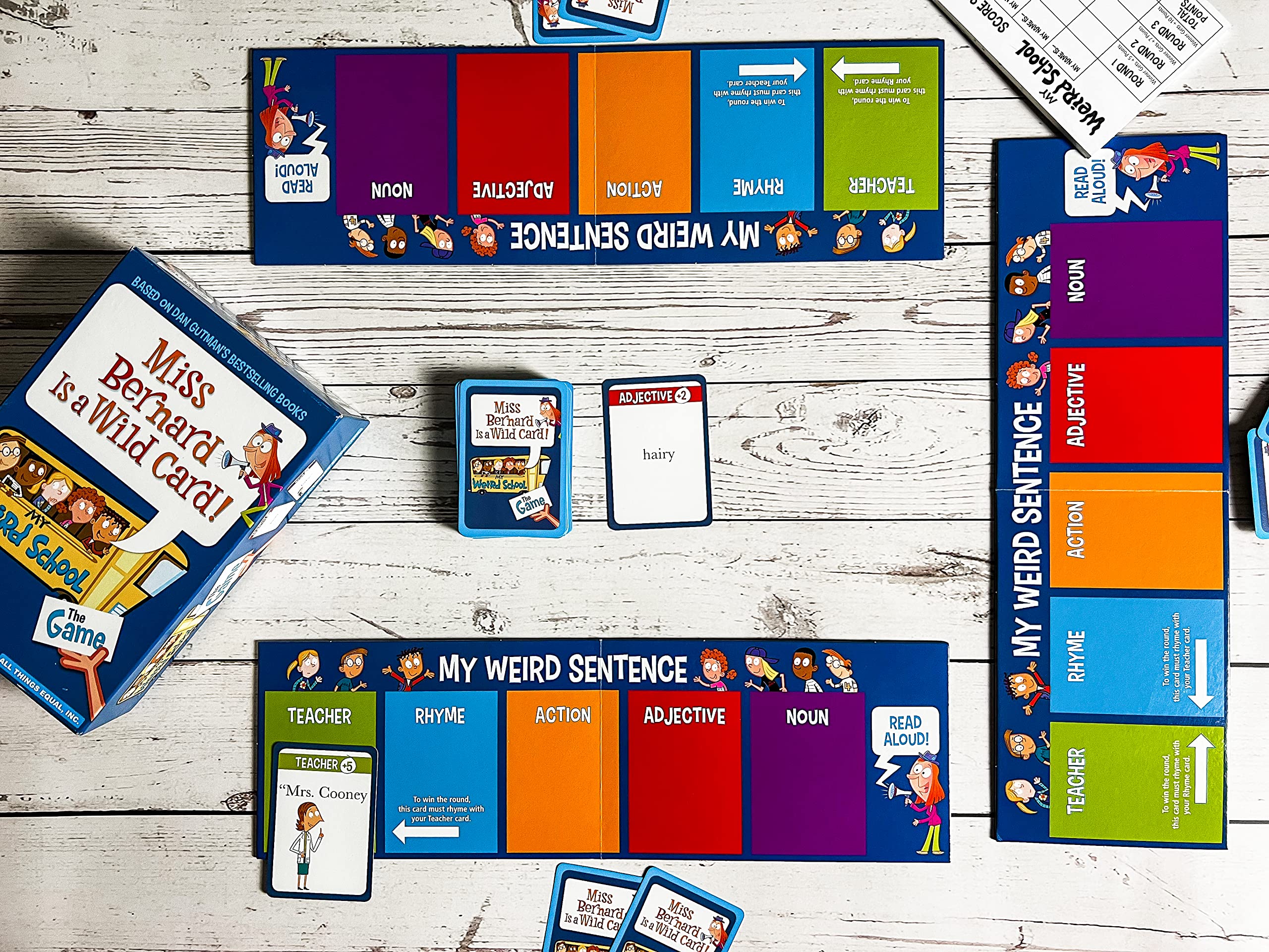 All Things Equal, Inc. Miss Bernard is a Wild Card- The My Weird School Game, Easy to Follow Rules, Educational, 2 to 4 Players, for Ages 6 to 10, Blue, White