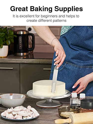 Puroma 8-in-1 Aluminium Alloy Rotating Cake Turntable 12'' Revolving Cake Decorating Stand with 3 Angled Icing Spatula, 3 Icing Comb for Pastries, Cupcakes and Cake Decorations
