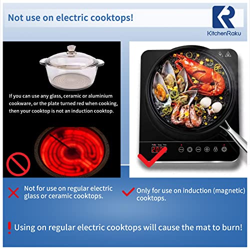 2 PCS Silicone Induction Cooktop Mat - (Magnetic) Cooktop Scratch Protector - for Induction Stove, Multifunctional Silicone Mats - for Air Fryer Liners, Trivet by KitchenRaku