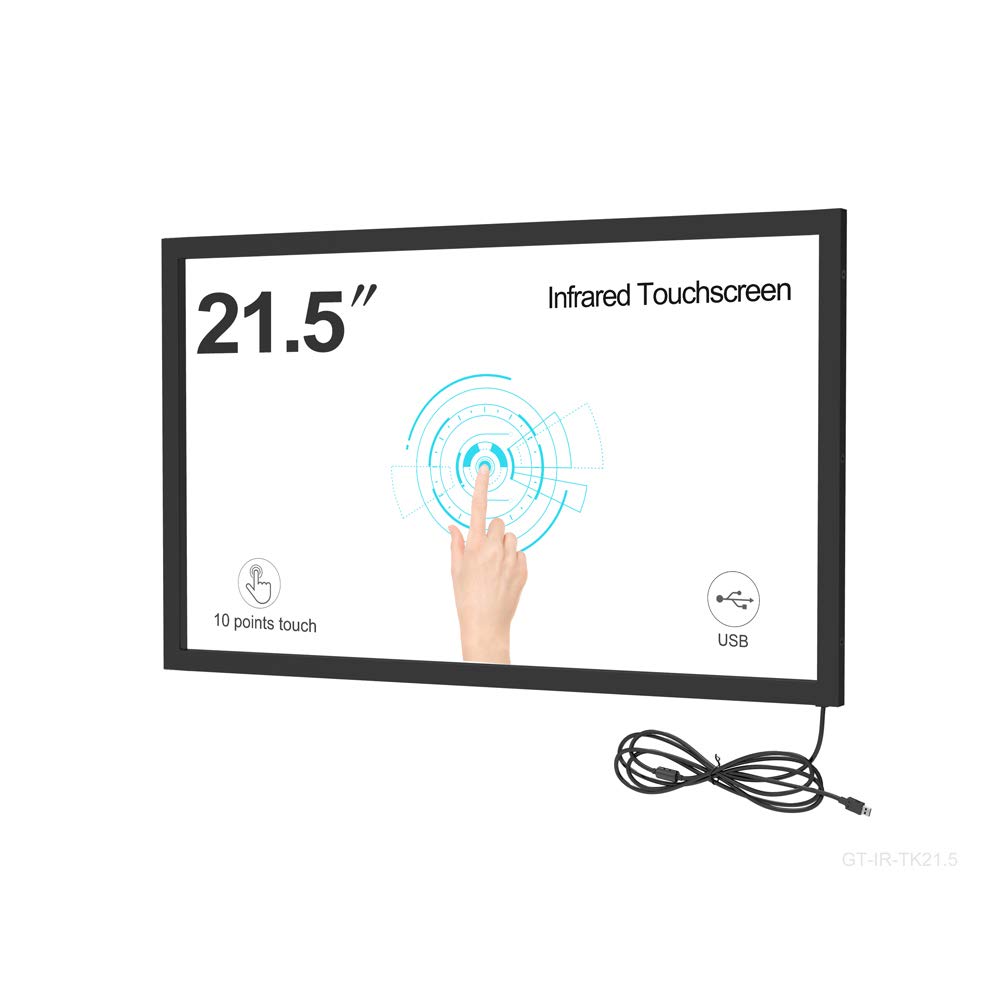 GreenTouch 21.5 Inch Multi Interactive Infrared Touch Frame, IR Touch Screen Overlay Kits, IR Touch Screen Panel Bezel with 3mm Tempered Glassโฆ