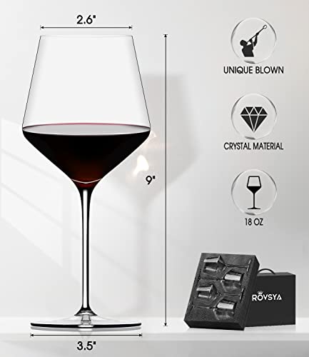 AOOE Red Wine Glasses Set of 4, Crystal Hand Blown Burgundy Glasses-Ultra-thin,18 OZ, Light for Wine Tasting, Perfect Gifts for Valentine's Day, Anniversary, Birthday