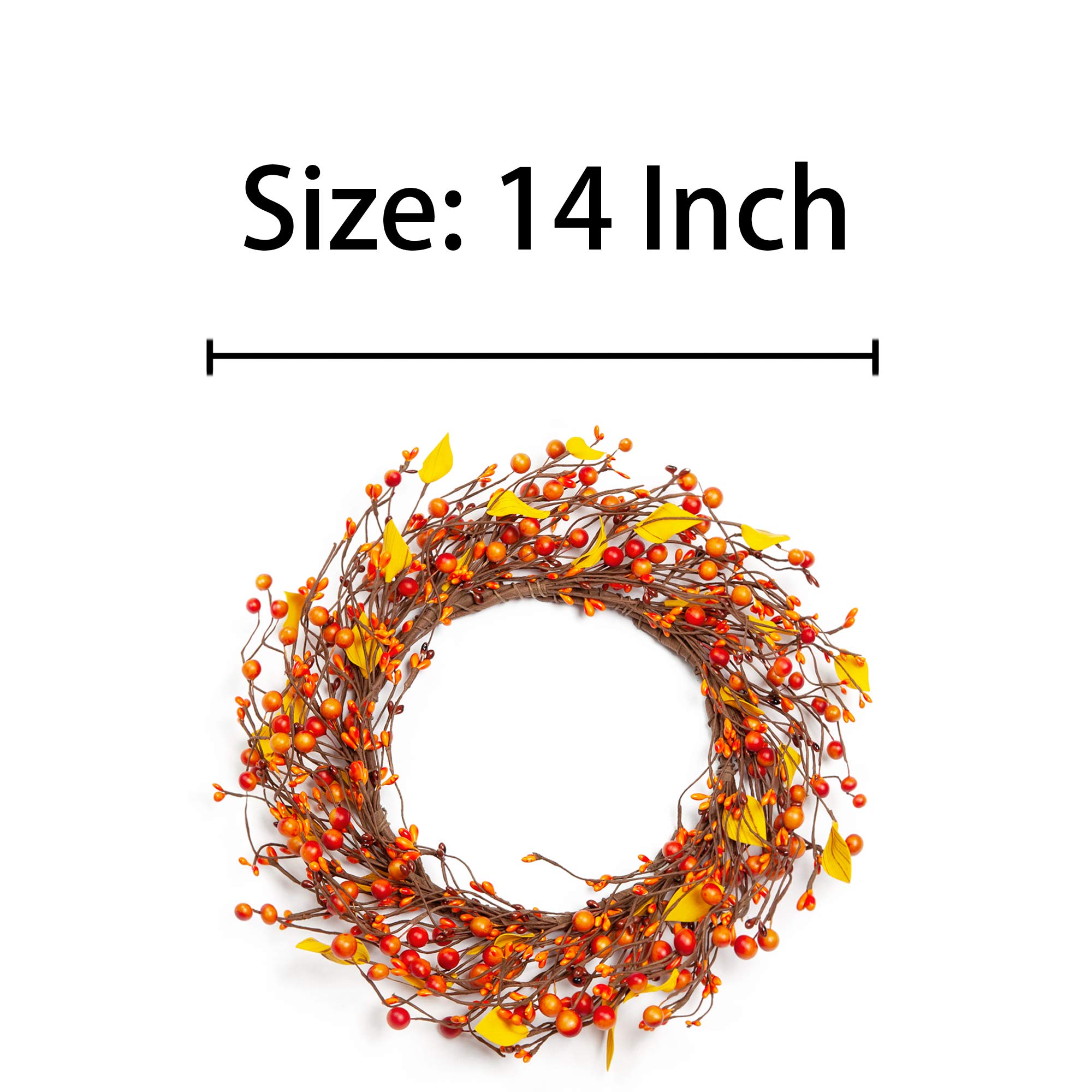 14 Inch Fall Wreath Berry Wreath Fall Leaf Wreath for Front Door Fall Decorations Harvest Festival Decorations for Home