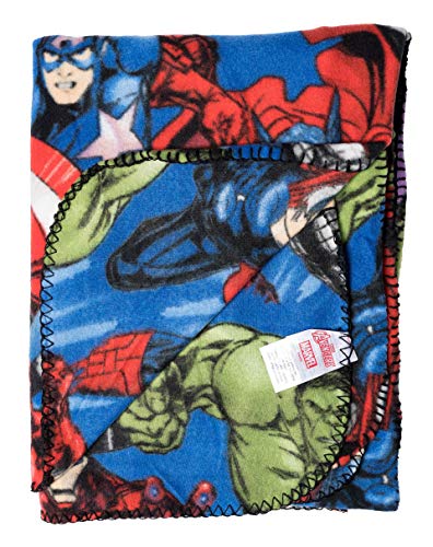 Marvel Avengers Fleece Throw Blanket - Fun Superhero Fleece Throw Blanket for Girls & Boys, Soft & Cozy Plush Lightweight Fabric Bed Cover, Cool Bedroom Decor, Kids Throw Blanket - Size 45βx 60β