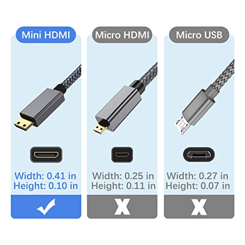 Elebase Mini HDMI to HDMI Cable 10 FT,4K 60Hz Mini HDMI Cord Compatible for DSLR Camera,Camcorder,Graphics Video Card,Laptop,Pico Projector,Raspberry Pi Zero W,Neogeo
