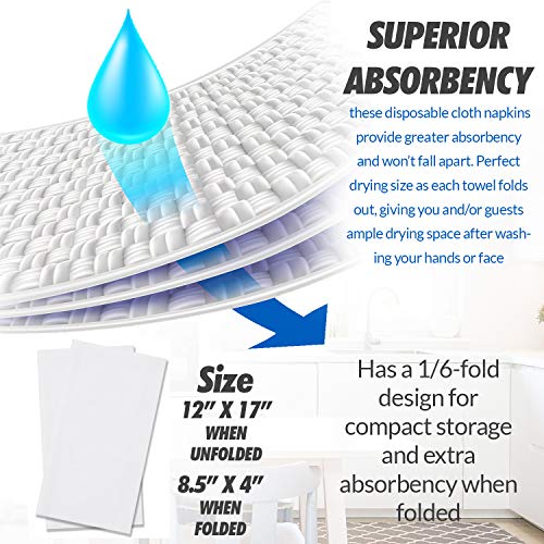 50 Large Disposable Guest Towels for Bathroom, Premium Linen-Like, Multi-Fold, Cloth-Feel Napkins, a Hygienic Solution for Kitchen, Party, Weddings and Events