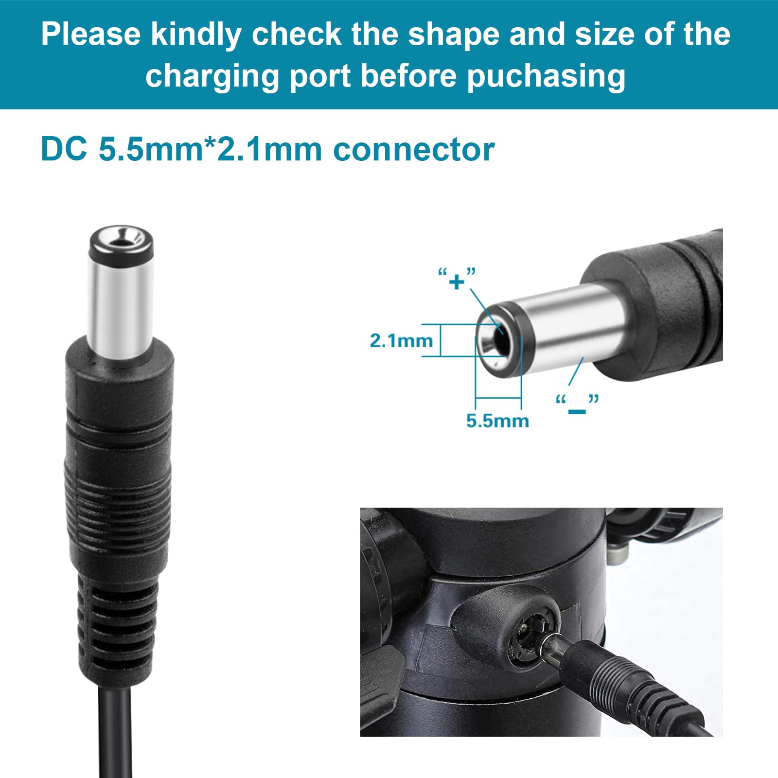 12V 1A Power Adapter for Razor Power Core 90, E90 E95 95 Charger, ePunk, XLR8R, Electric Scream Machine, Kids Ride On Toys, Electric Scooter Power Supply - 6.5 FT Battery AC DC Power Cord Charge