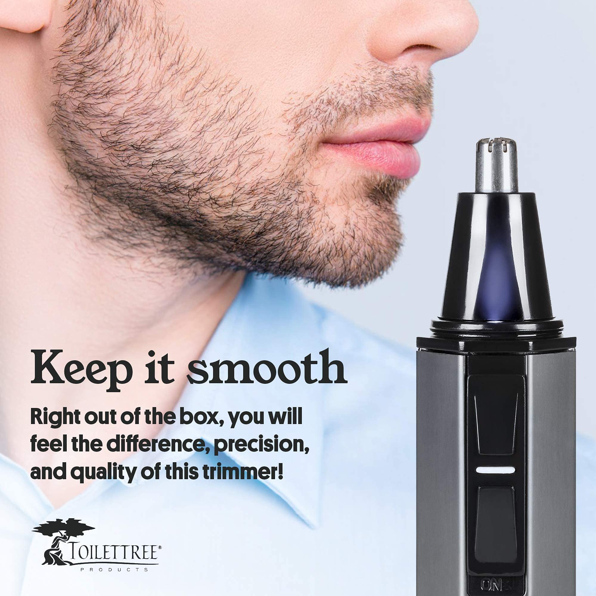 ToiletTree Products Deluxe LED Fogless Shower Mirror and Stainless Steel Nose Hair Trimmer Bundle