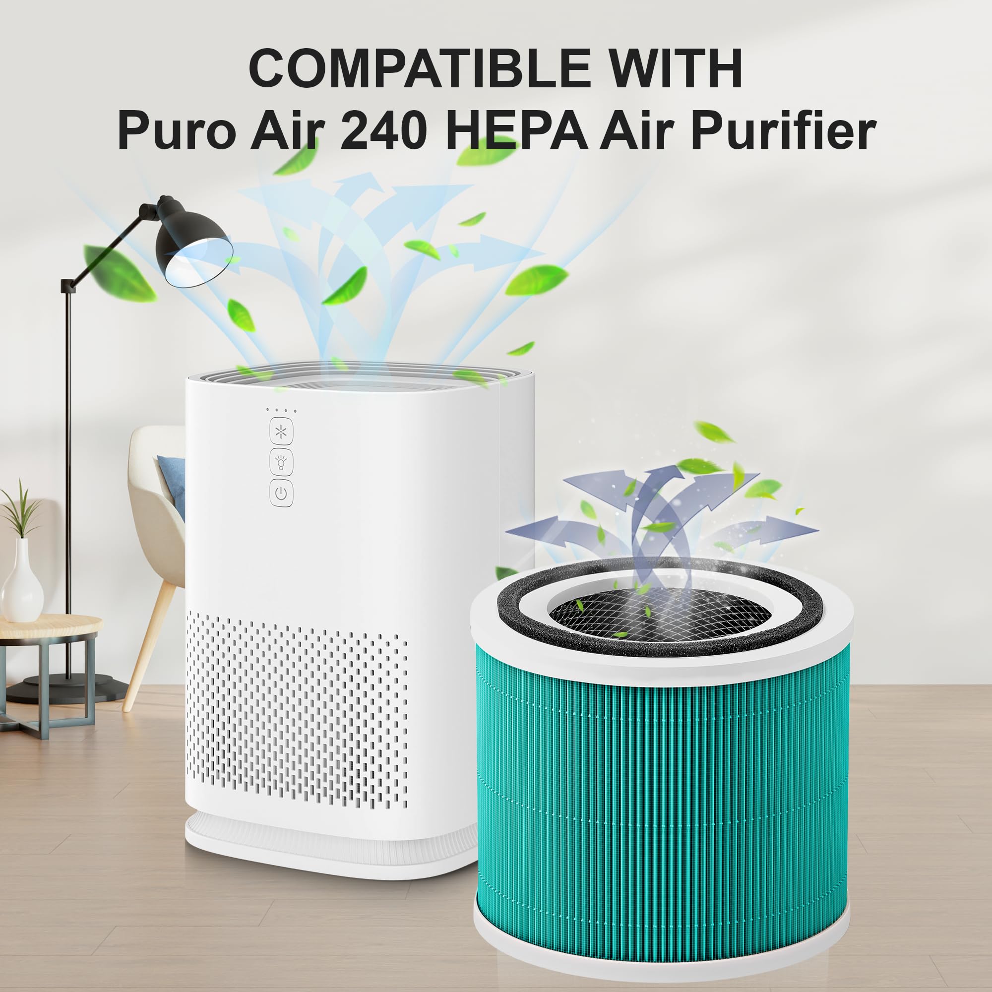 14 True HEPA Replacement Filter 14 Compatible with Puro 240 Air Purifier, 3-in-1 HEPA Filter Replacement.Fit For Puroair 240 HEPA 14 Air Puri-fier Filter Replacement,2 Pack White