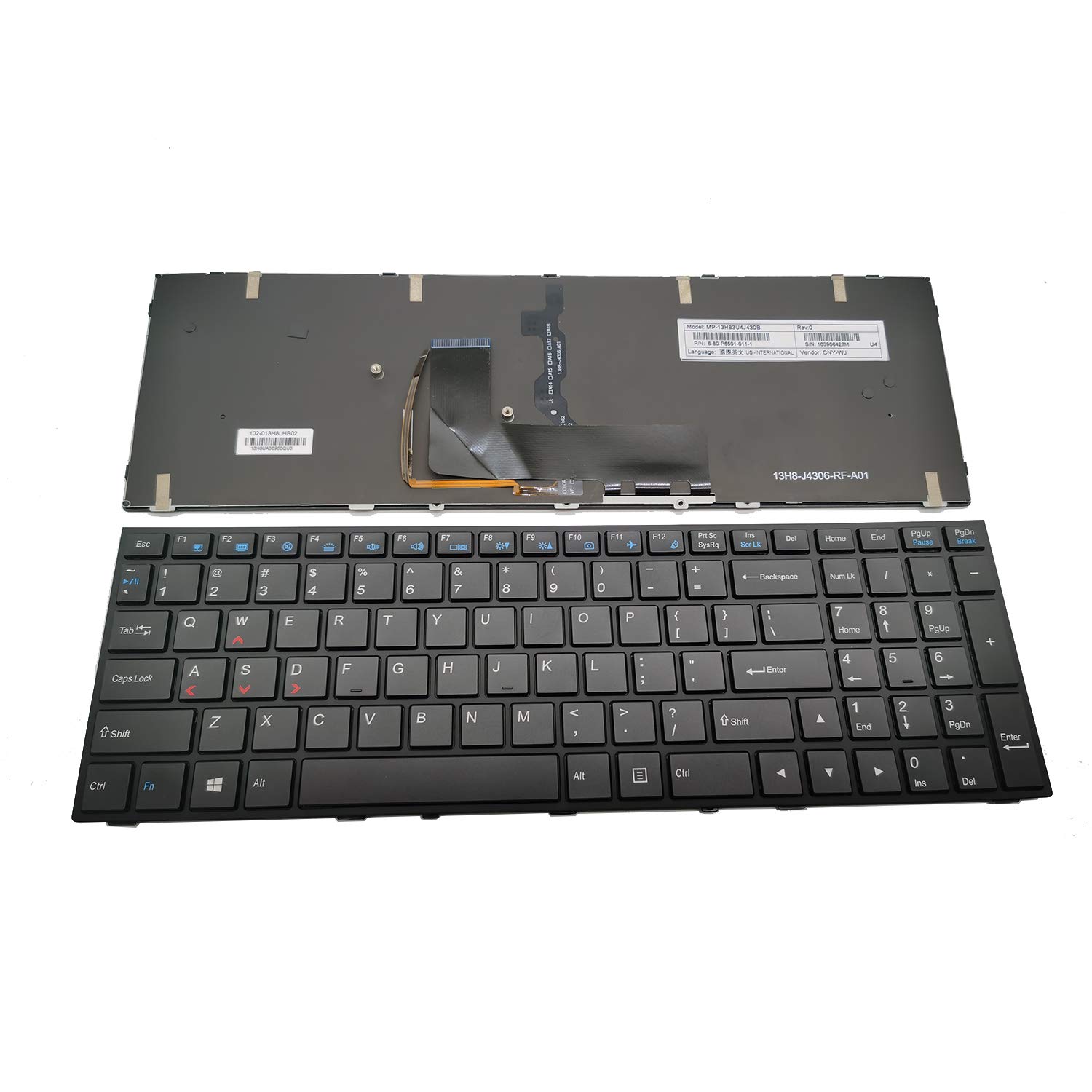 New Laptop Replacement Gaming Keyboard for Clevo Sager P650 P650SE P655SE NP8652 NP8650 NP8670 NP8671 MP-13H83USJ430B 6-80-P6500-013-1 US Layout with Backlight