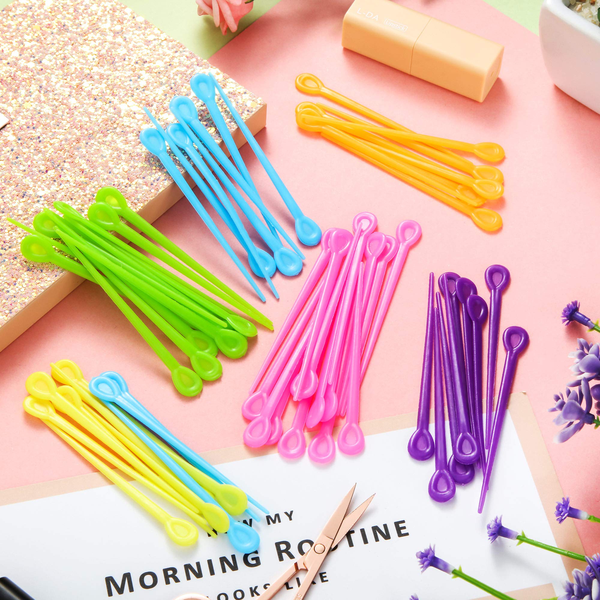 180 Pieces Brush Roller Pick Plastic Roller Pick Hair Curler Roller Pin for Hair Curling Styling Accessories for Christmas Valentine's Day Present (Rose Red, Green, Yellow, Blue, Orange and Purple)