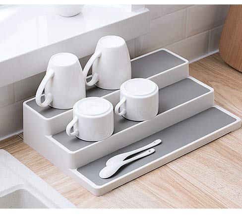 Cq acrylic 2 Pack Spice Rack Organizer for Pantry,14.5 Inch Tiered Seasoning Can Shelf Organizer For Cabinet,White