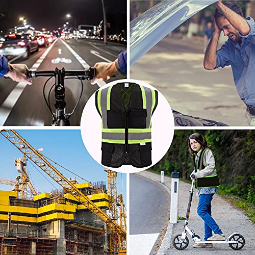 SULWZM High Visibility Safety Vest, Reflective Back Cross Strips for Men and Women (Black, Large)