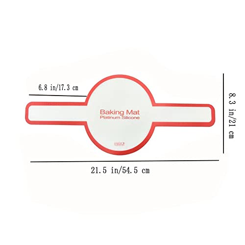 2 Pcs Silicone Baking Mat with Long Handle Reusable Baking Bread Pad for Dutch Oven Glass Fiber Bread Baking Sheet for Transfer of Dough (Red, 2)