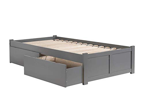 AFI Concord Queen Size Platform Bed with Footboard & Storage Drawers in Grey