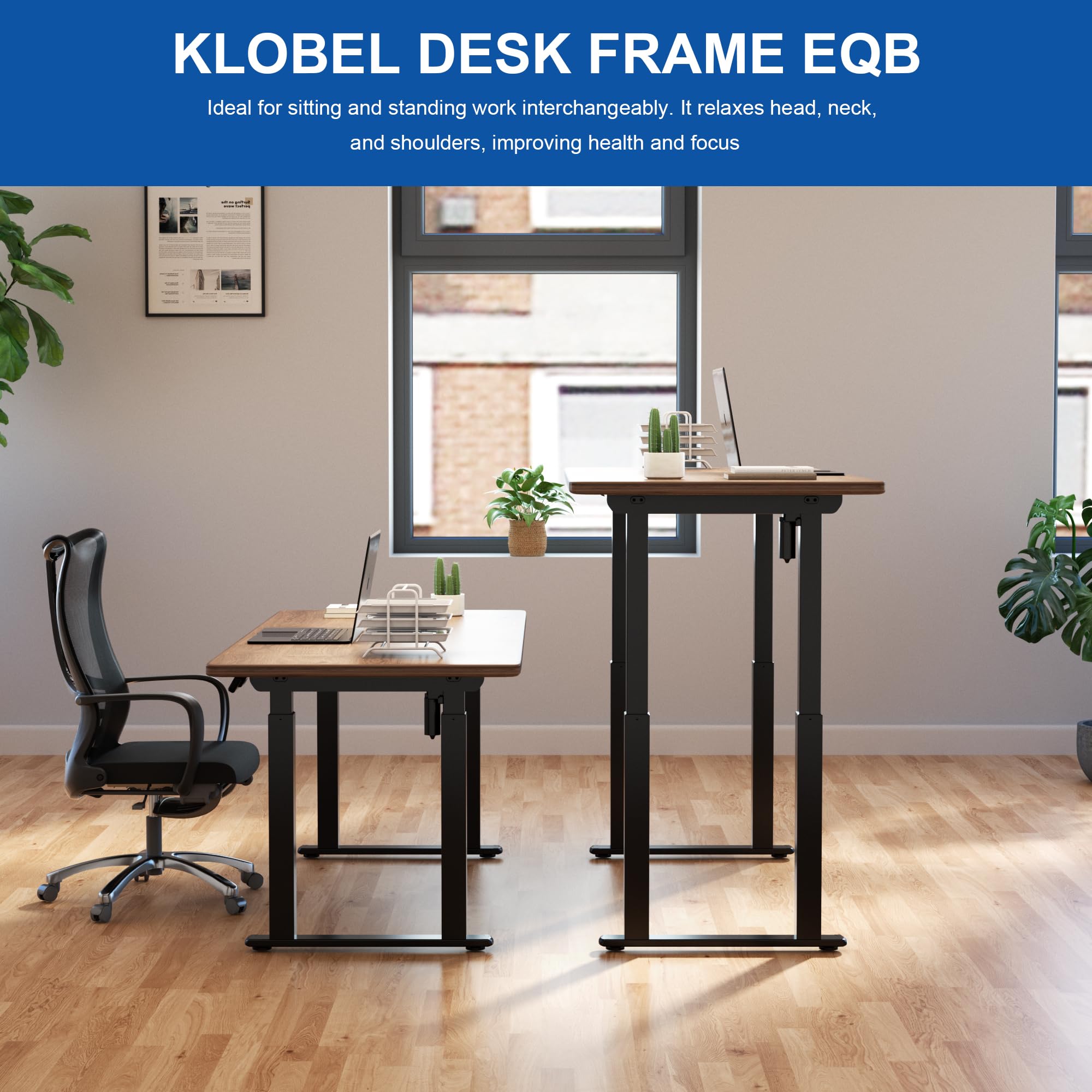 4-Leg Standing Desk Frame Dual Motor, Electric Adjustable Legs Compatible Desktop Size 39″-79″, 264 lbs Weight Capacity, Anti-collision Detection Stand Up Desk Frame Workstation, Black Frame Only