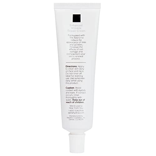 Alpha Skin Care Enhanced Wrinkle Repair Cream, Anti-Aging Formula, 0.15% Retinol, Vitamins A, C & E, Reduces Lines & Wrinkles, All Skin Types, 1.05 Oz, White