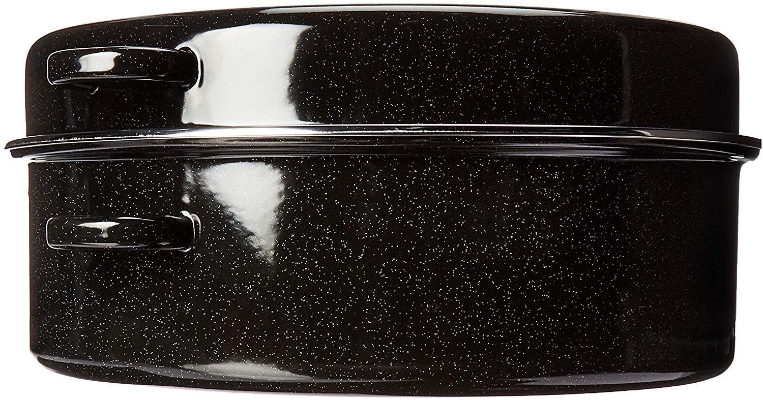 16.5"L x 15"W x 8"H (42cmx38cmx20.3cm) Uniware Healthy Enamel Coating Turkey Roaster, Roaster Pan for Turkey, Roaster for Chicken