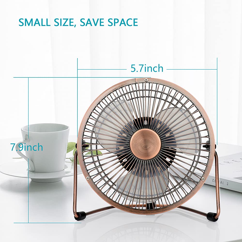 ALPIAZ 6 Inch Blade Desktop USB Fan, USB Powered, Personal Table Fan, Mini Cooling Fan, Small Desk Fan