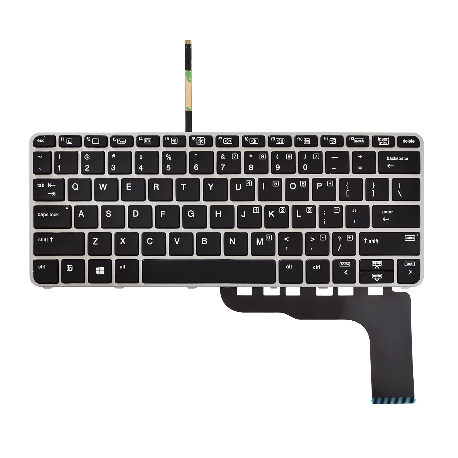 SUNMALL Replacement Keyboard with Backlit No Trackpoint Compatible with HP EliteBook 725 G3 725 G4 820 G3 820 G4 828 G4 with Silver Frame US Layout