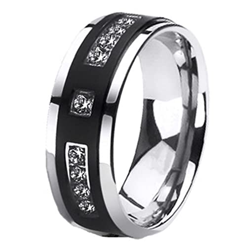 1Pc/2Pcs Exquisite Smooth Surface Wedding Bands Alloy Simple Cubic Zirconia Hers His Rings Charm Jewelry Finger Bands