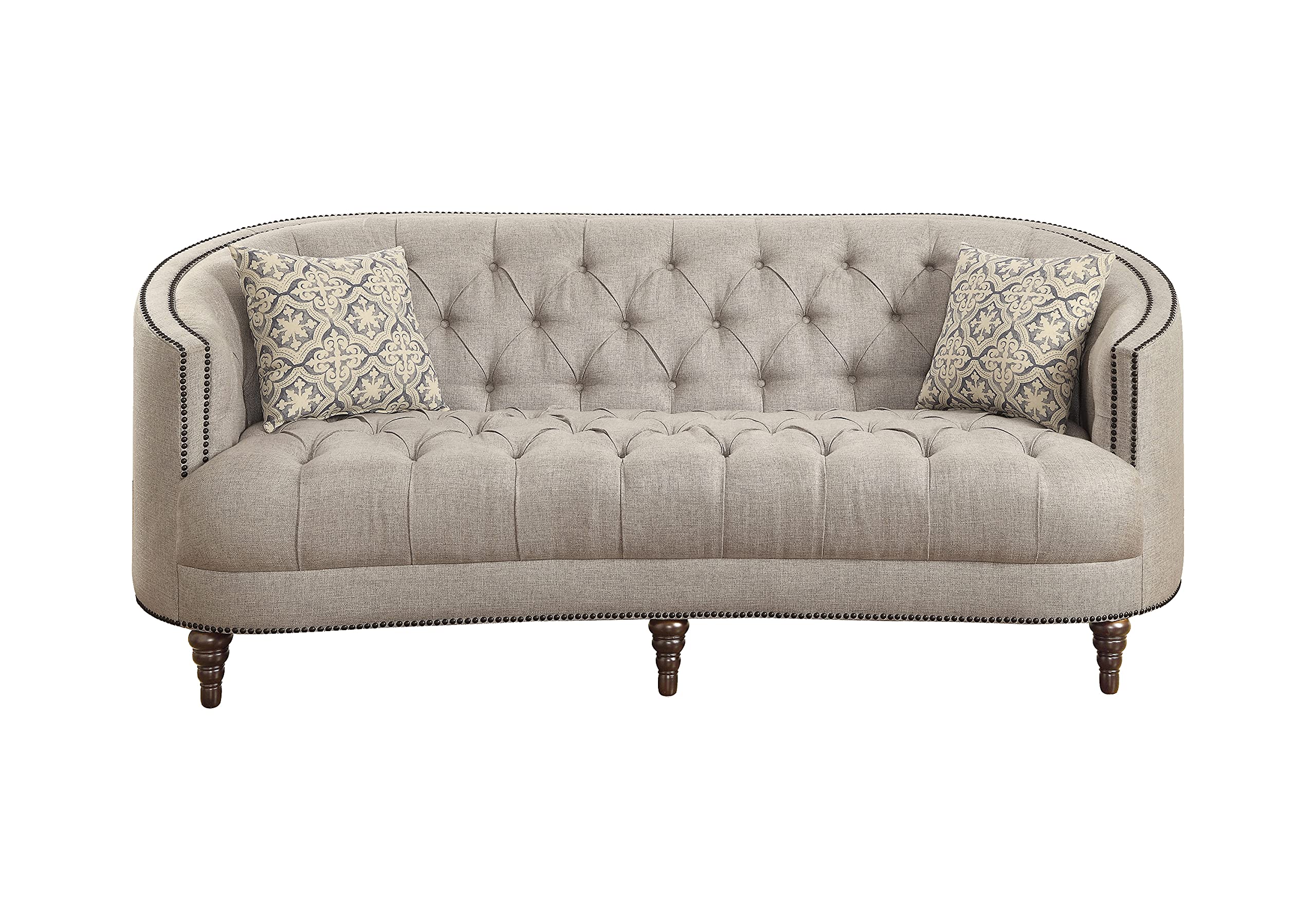 Avonlea Sofa with Button Tufting and Nailhead Trim Beige 505641