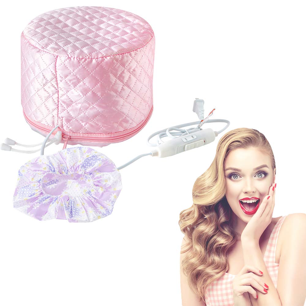 Hair Care Cap, 110V Yomagine Pink Hair Heat Treatment Cap, Deep Conditioning Heat Cap, Thermal Treatment Caps for Hair Spa, Beauty Steamer Nourishing Hat for Family Personal Care