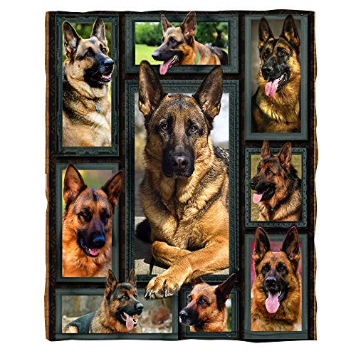 ChriHome BEDBLK Flannel Blanket 3D German Shepherd Print Cozy Plush Dog Blanket Large Soft Sofa Bedding Couch Throw Blanket All Season Use TV Office Nap Blankets (3D German Shepherd, 60'' x 50'')