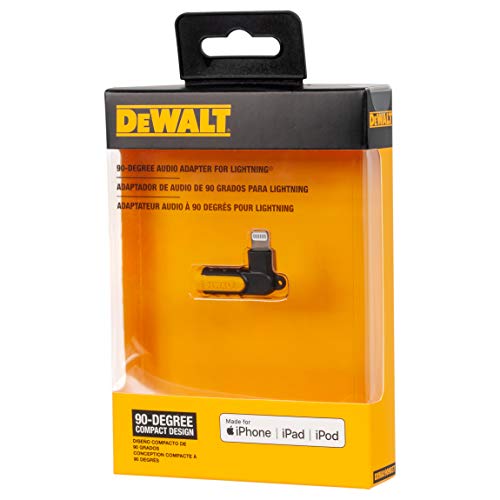 DEWALT 3.5mm to Lightning Adapter β 90-Degree Lightning Female to 3.5mm Male Headphone Jack Adapter for iPhone β Compatible Apple Lightning to 3.5mm Headphone Jack Adapter