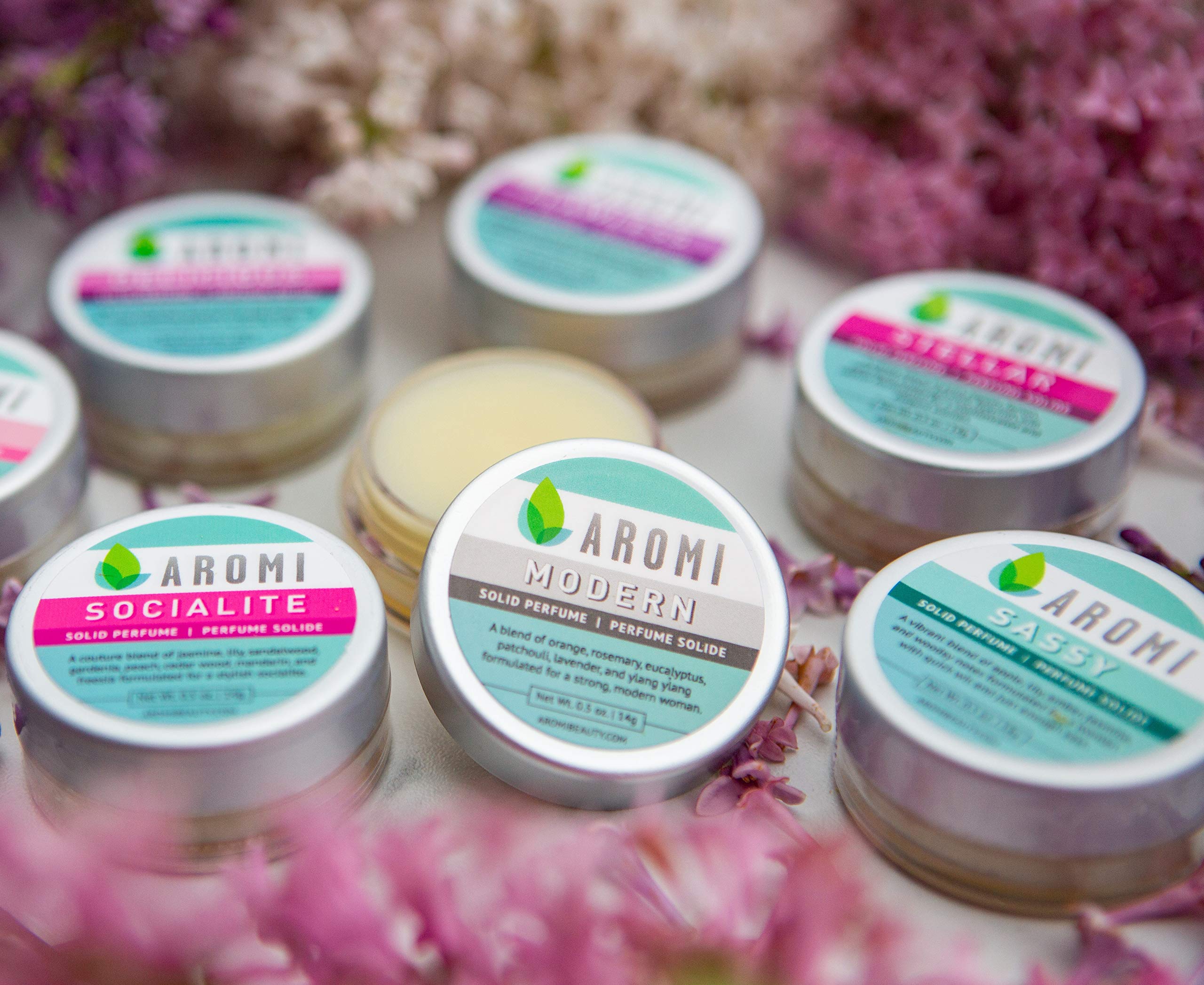 Aromi Modern Solid Perfume | Earthy Fragrance, Rosemary, Eucalyptus, & Ylang Ylang Scent, Vegan, Cruelty-free, Travel, Wax, Women’s Gift, Handmade (Modern)