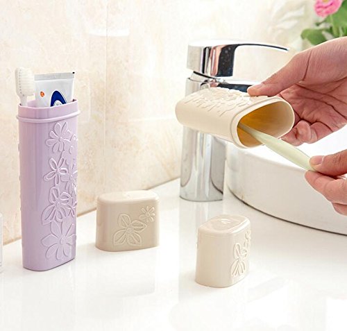 2PCS Portable PP Plastic Toothbrush Toothpaste Holder Case for Travel Use Color Random