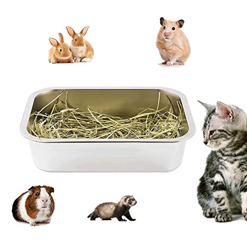 awcnilacav Stainless Steel Litter Box for Cat and Rabbit Odor Control Non Stick Smooth Easy to Clean Never Bend Rust Proof Stainless Steel Litter Box Extra Large for Cats