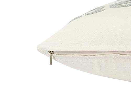 Creative Co-Op Oh, Hello Embroidered Square Cotton Pillow, Grey