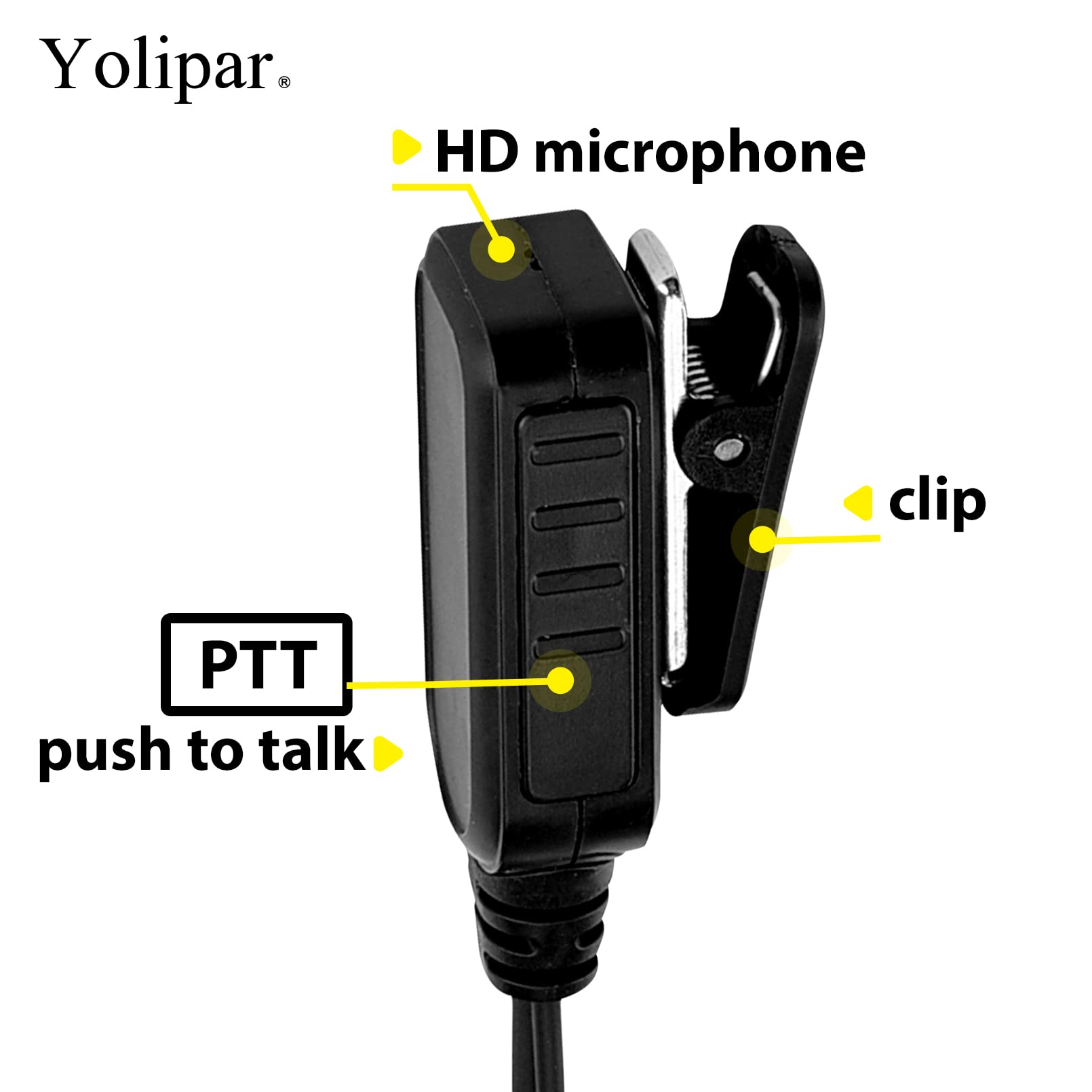 Yolipar Single-Wire Earpiece Surveillance Kit Compatible with Retevis H-777 RT1 RT21 RT22 BaoFeng, BTECH, Kenwood, Arcshell AR-5 Walkie Talkie with PTT Mic D-Shaped Clip-Ear Headset