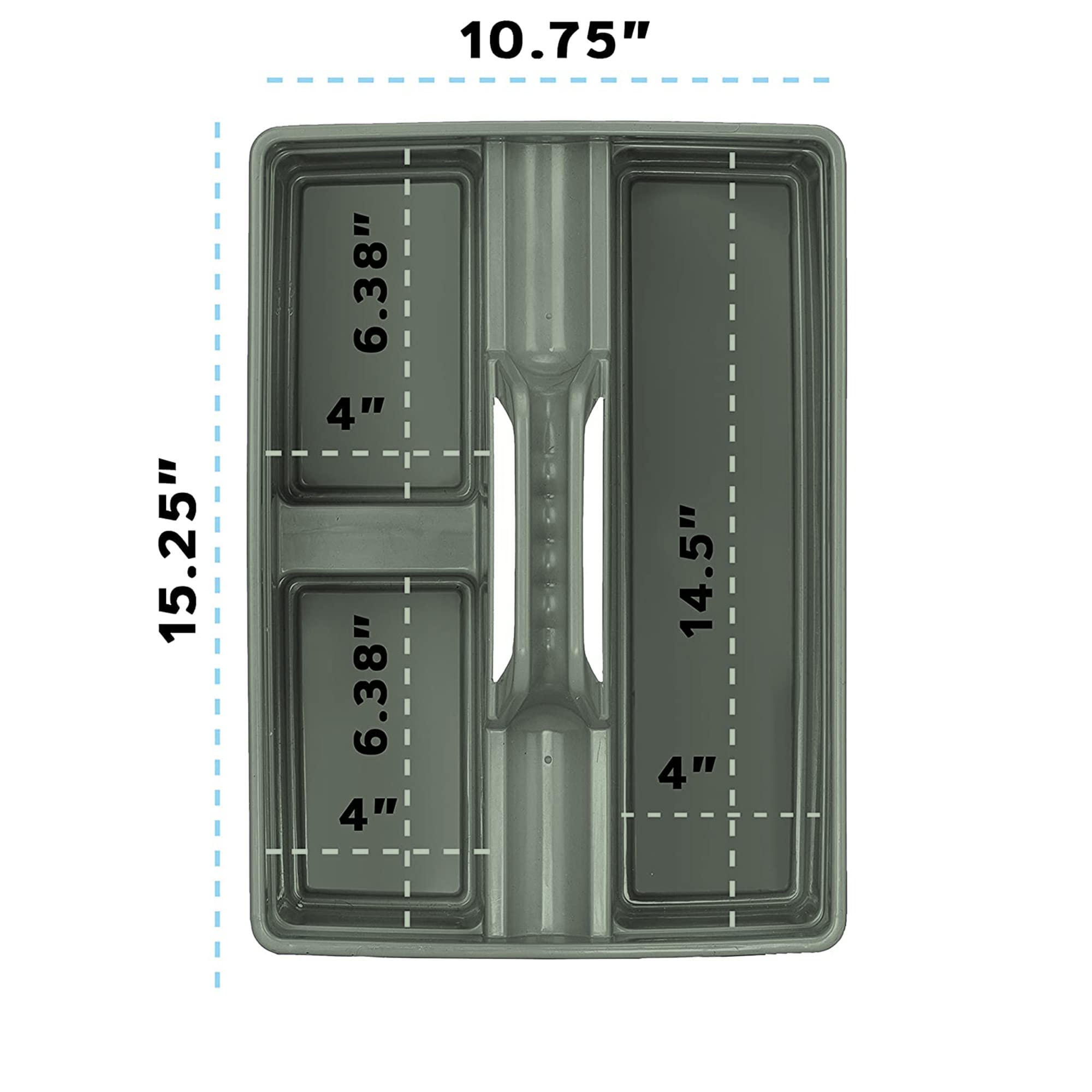 Alpine Industries 3-Compartment Plastic Cleaning Caddy – Commercial Quality Plastic Tool Organizer w/Handle for Cleaning Bathroom Floors & Windows (Small), Grey