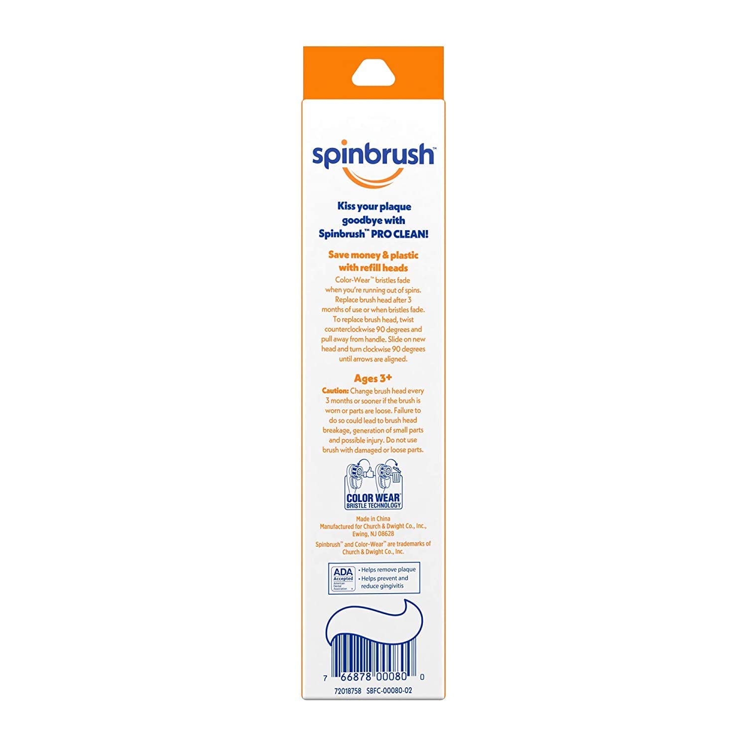 Arm & Hammer Spinbrush Pro Series, Clean Electric Toothbrush Replacement Brush Heads Refills, Soft Bristles, 2 Count - 3 Pack. (Includes 6 Replacement Brush Heads Total.)