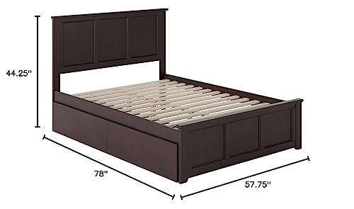 Atlantic Furniture AR8636111 Madison Platform Bed with Matching Foot Board and 2 Urban Bed Drawers, Full, Espresso