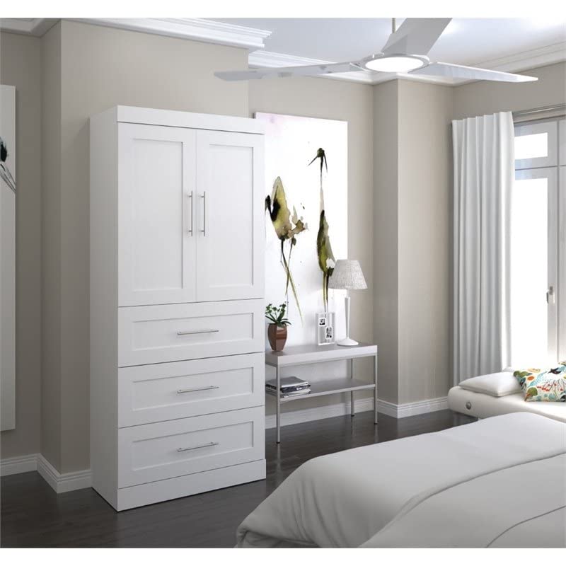 Atlin Designs 3-Drawer Set and Door Wood Storage Unit in White