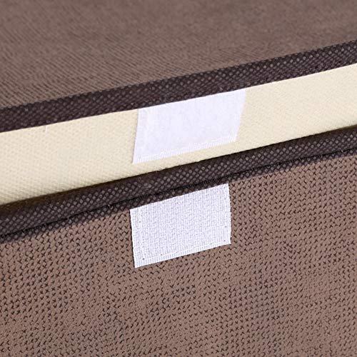 2 PCS/Set Fabric Storage Boxes with Lids Foldable Storage Cube Organizer Bins for Clothes Books Toys(Brown)