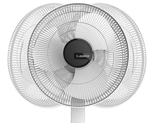 Lasko S16614 Oscillating 16″ Adjustable Pedestal Stand Fan with Timer, Thermostat and Remote for Indoor, Bedroom, Living Room, Home Office & College Dorm Use, 16 Inch, White