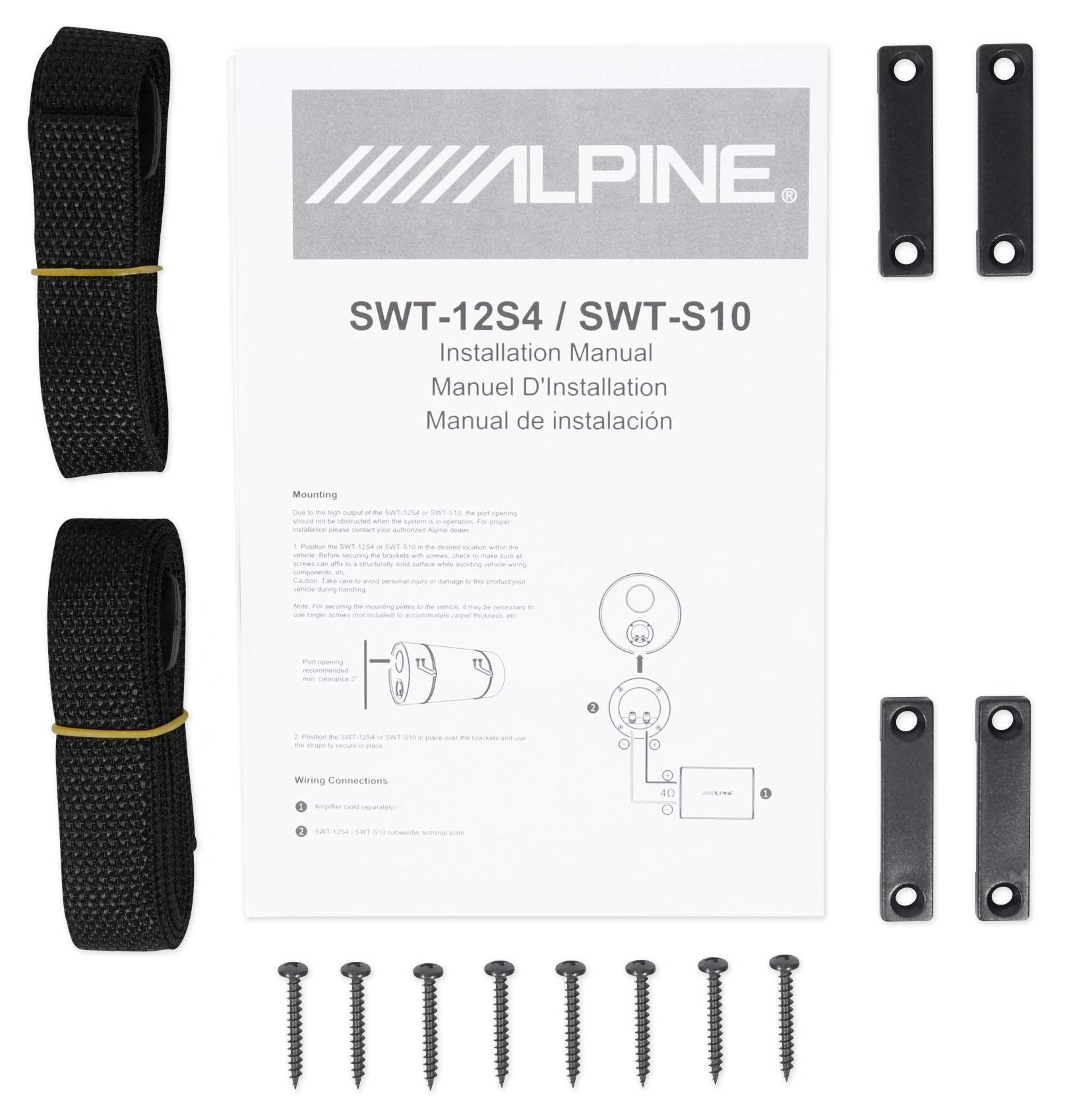 Alpine SWT-S10 1200w 10" Car Subwoofer in Bass Tube Enclosure+Amplifier+Amp Kit