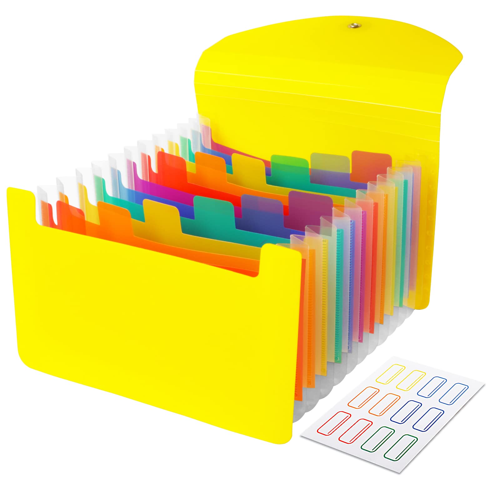 13 Pockets Coupon Receipt Organizer A6 Expanding File Folder, Small Accordian File Organizer for Storage Cards, Receipts, Coupons and Tickets-Yellow