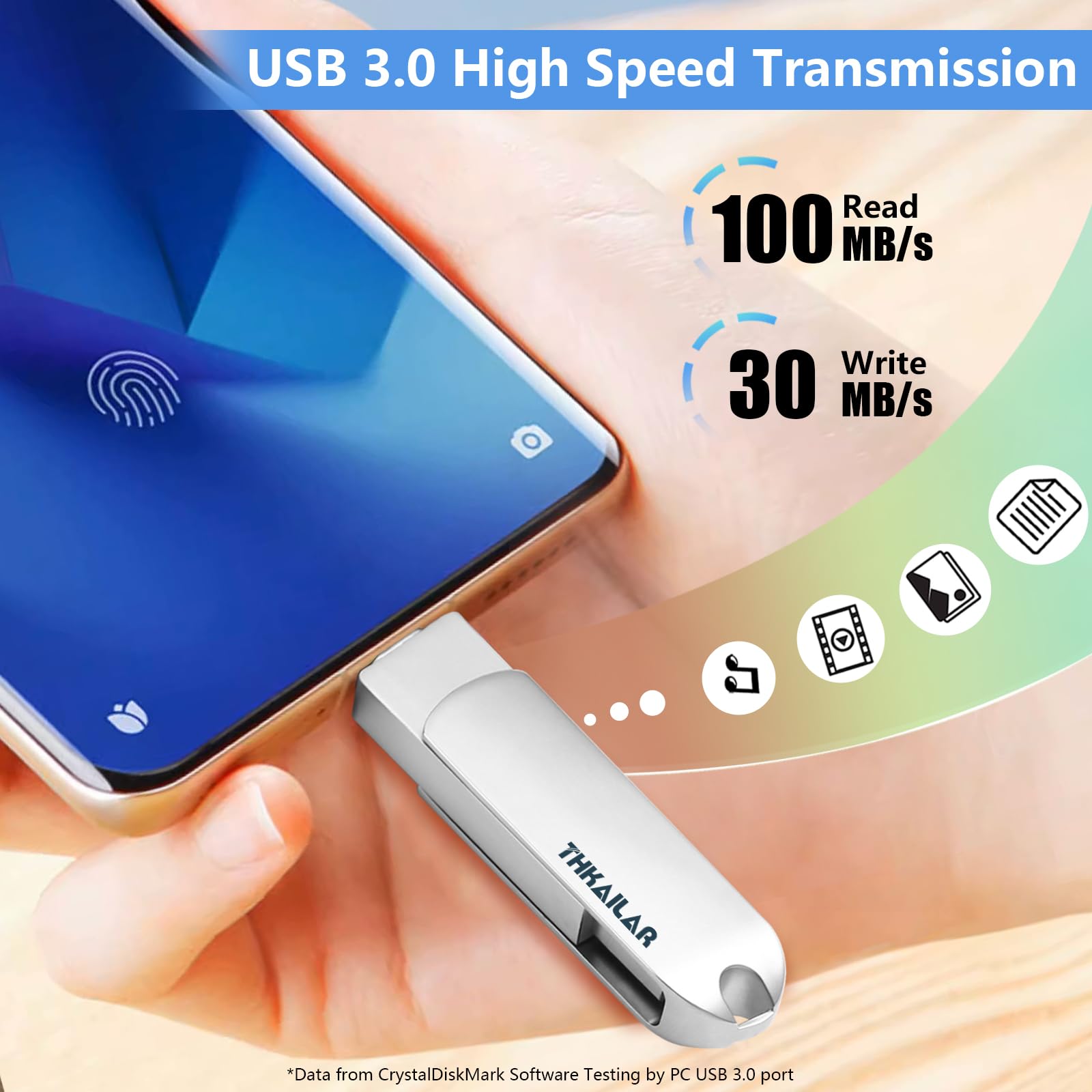 Thkailar 64GB USB C Flash Drive and USB 3.0,2 in 1 USB A to USB C Thumb Drive,Jump Drive/Memory Stick Dual Ports with Key Chain for Computer,Android Phone,MacBook Pro,Tablet,Laptop