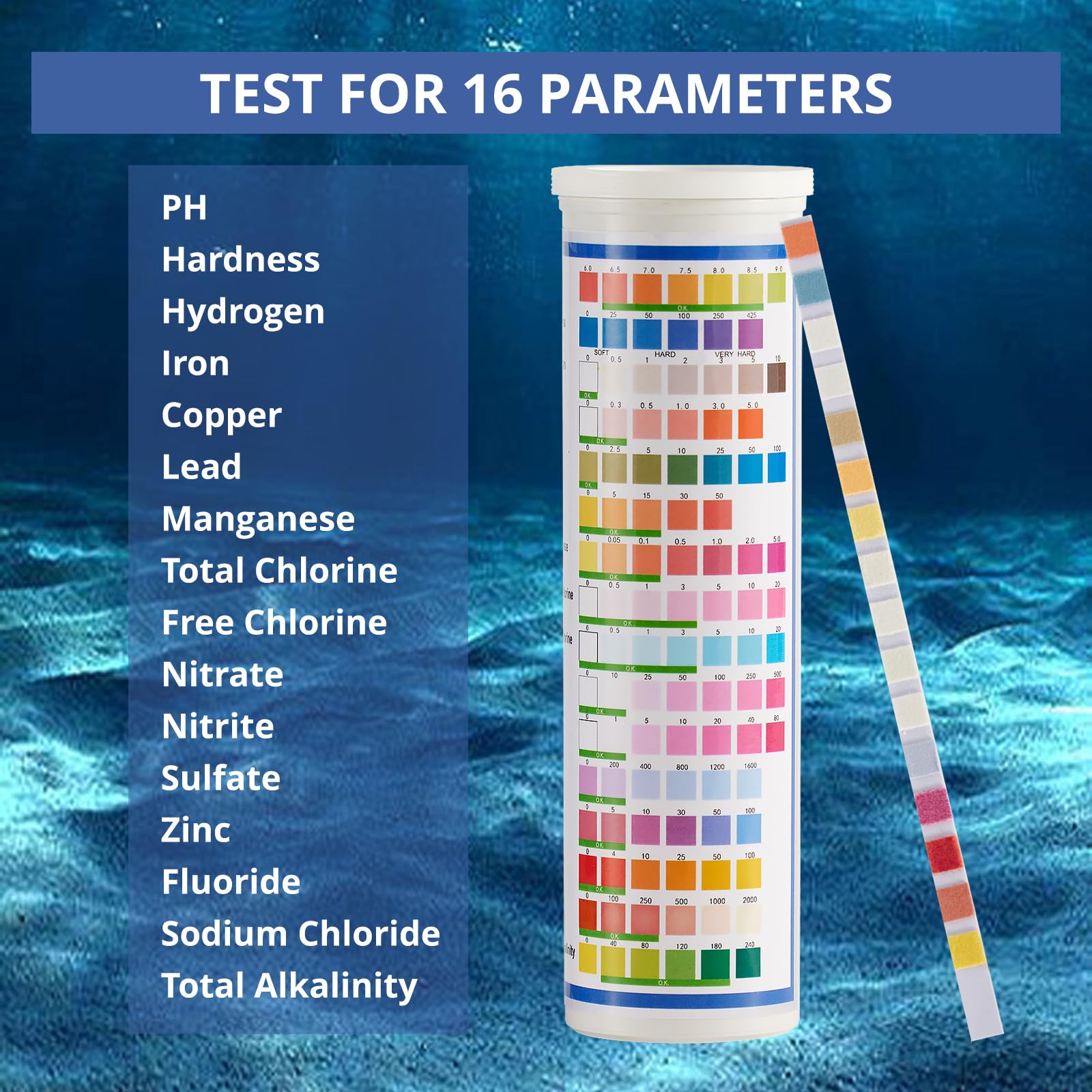 17 in 1 Drinking Water Test Kit-125 Strips+2 Bacteria Tests,Home Water and Well Water Testing Kit,pH, Hardness, Chlorine, Lead, Iron, Copper, Nitrate, Nitrite Test Kit