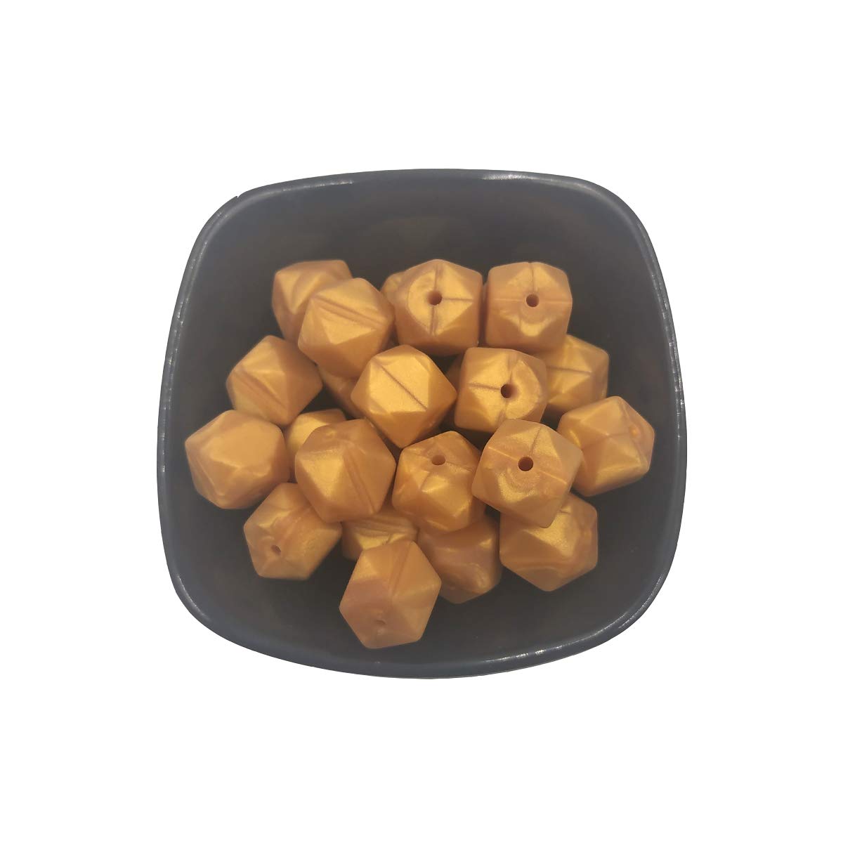 Alenybeby 50pcs DIY Silicone Pearl Beads Set 14mm 17mm Silicone Hexagon Icosahedron Beads for Pen 12mm 15mm Silicone Round Beads for Keychain Mom Craft Jewelry Craft Making