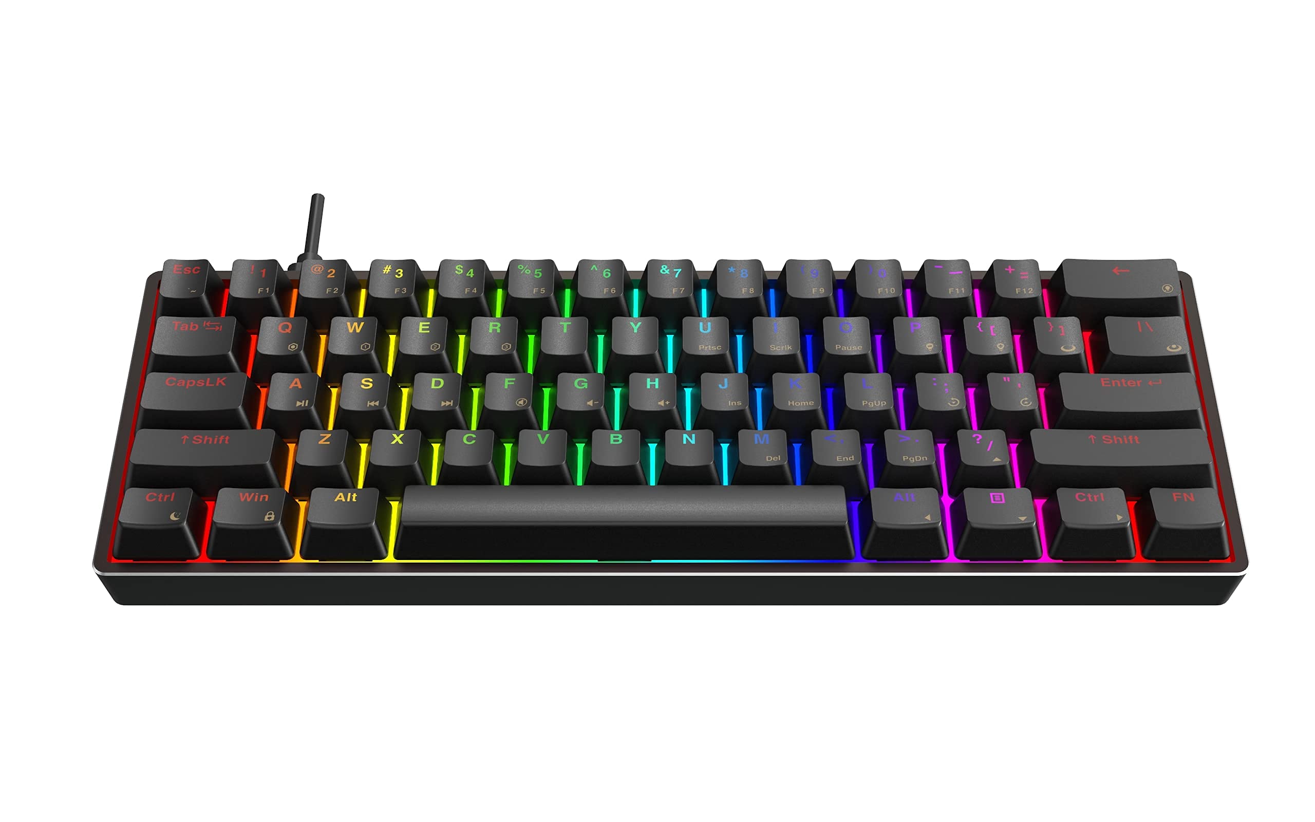 AG AC61M GK61 RGB Gaming Keyboard - 61 Keys Aluminum Case Two USB-C Ports PBT Keycap Hot Swappable Programmable for PC/Mac Gamer (Gateron Optical Blue, Black Color)