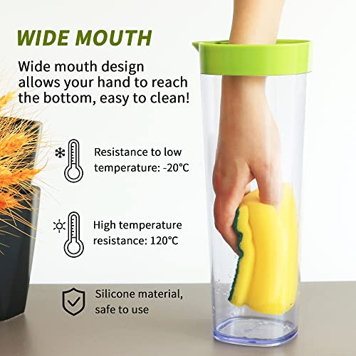 2Pcs Plastic Water Pitcher,Water Carafe BPA Free Iced Tea Pitchers,Airtight Fruit Infuser Water Pitcher for Fridge Door,Homemade Iced Coffee and Lemonade 1.1L/38Oz(white green)