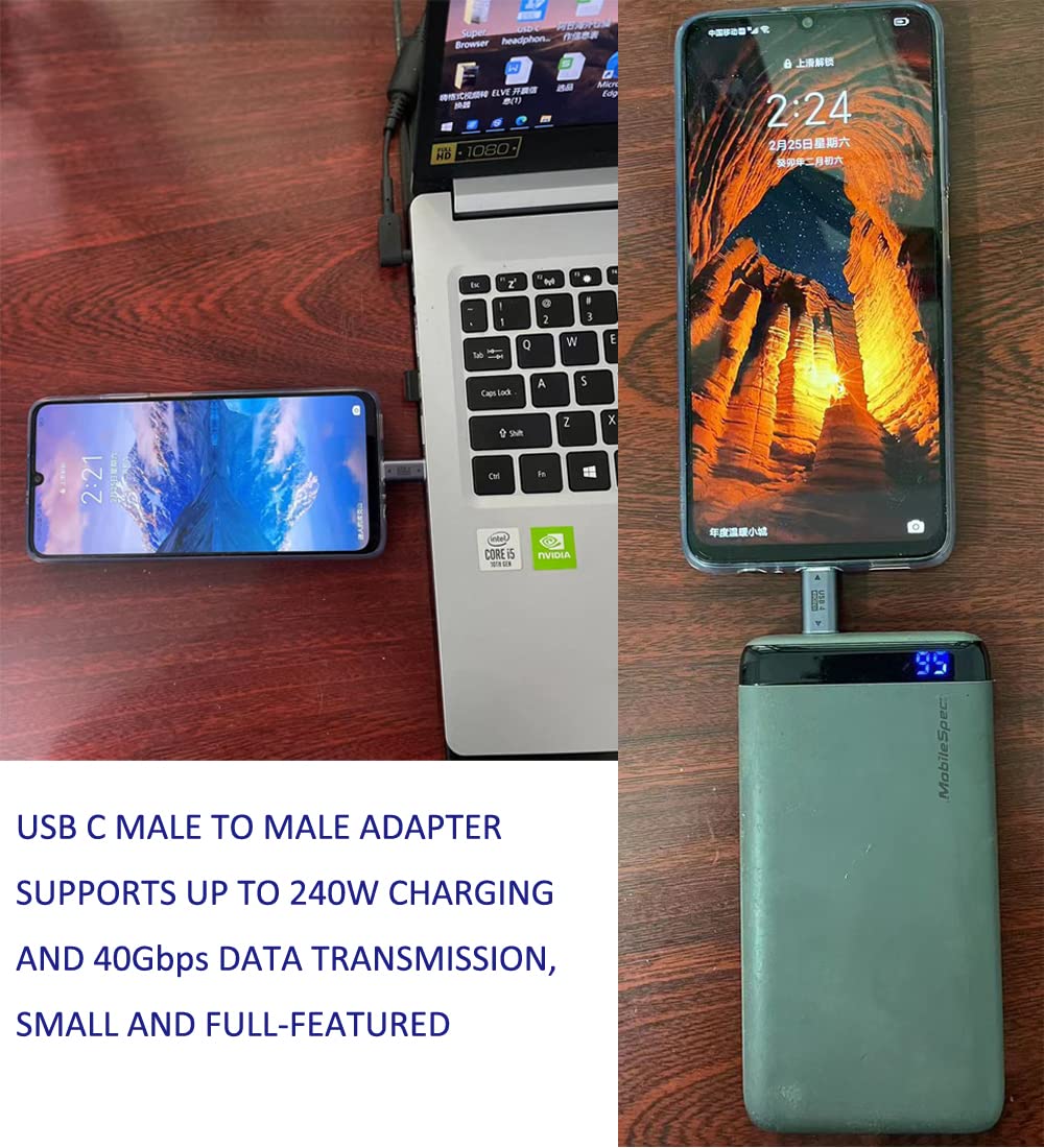 240W USB C Adapter,USB C Female to USB C Female Coupler,USB C Male to USB C Male,USB C Male to USB C Female Extender,USB4 Type C 40Gbps 8K Video for MacBook,Thunderbolt 4/3 Type C Devices(3Pack)