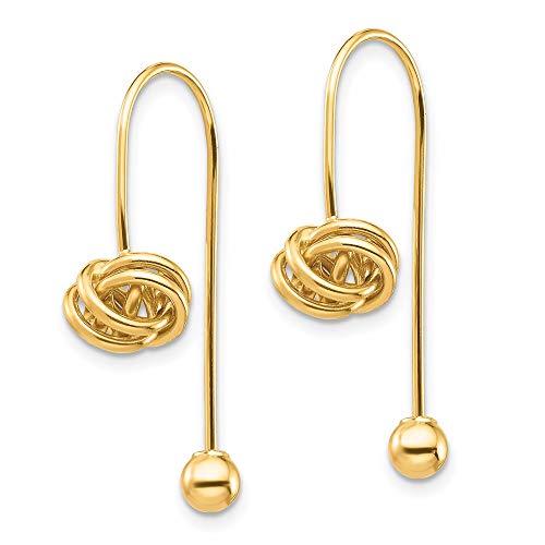 14K Love Knot w/Screw End Threader Earrings 28.34mm style YE1895